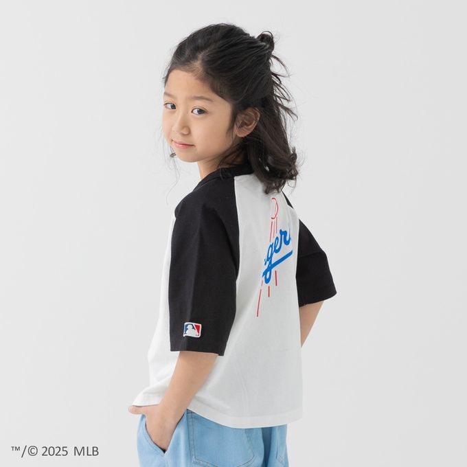 日本 Chil2 - MLB 撞色短袖上衣-洛杉磯道奇-黑x白｜媽咪愛