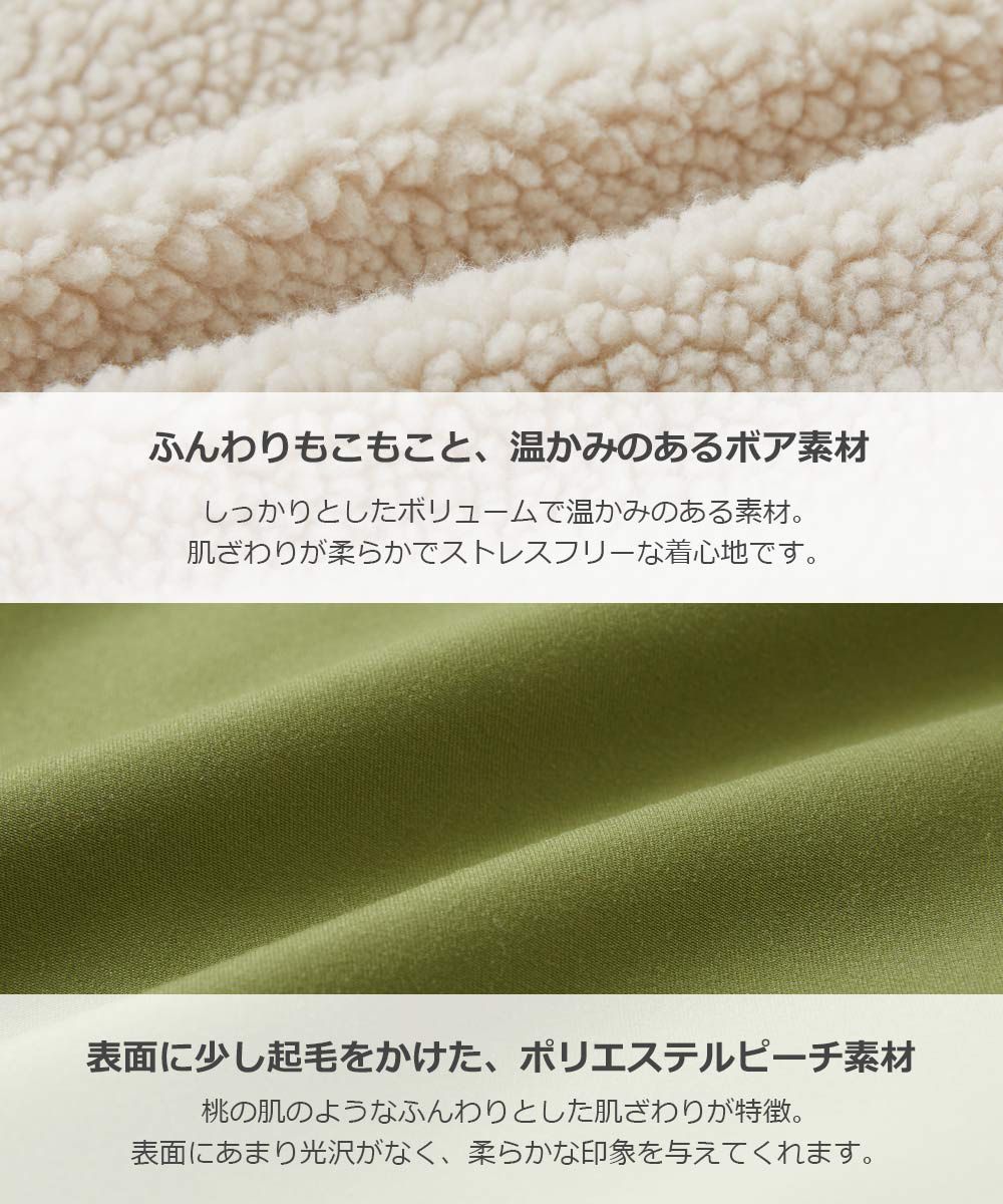 日本 devirock - 4WAY絨毛/桃皮連帽羽絨外套(可機洗)-軍綠x白｜媽咪愛