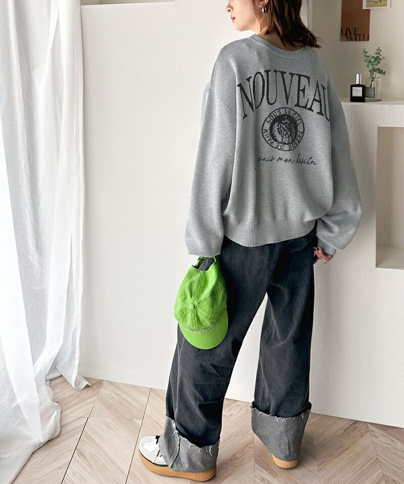 日本 Classical Elf - Java聯名 4WAY圓領美式印花針織大學T-草綠｜媽咪愛