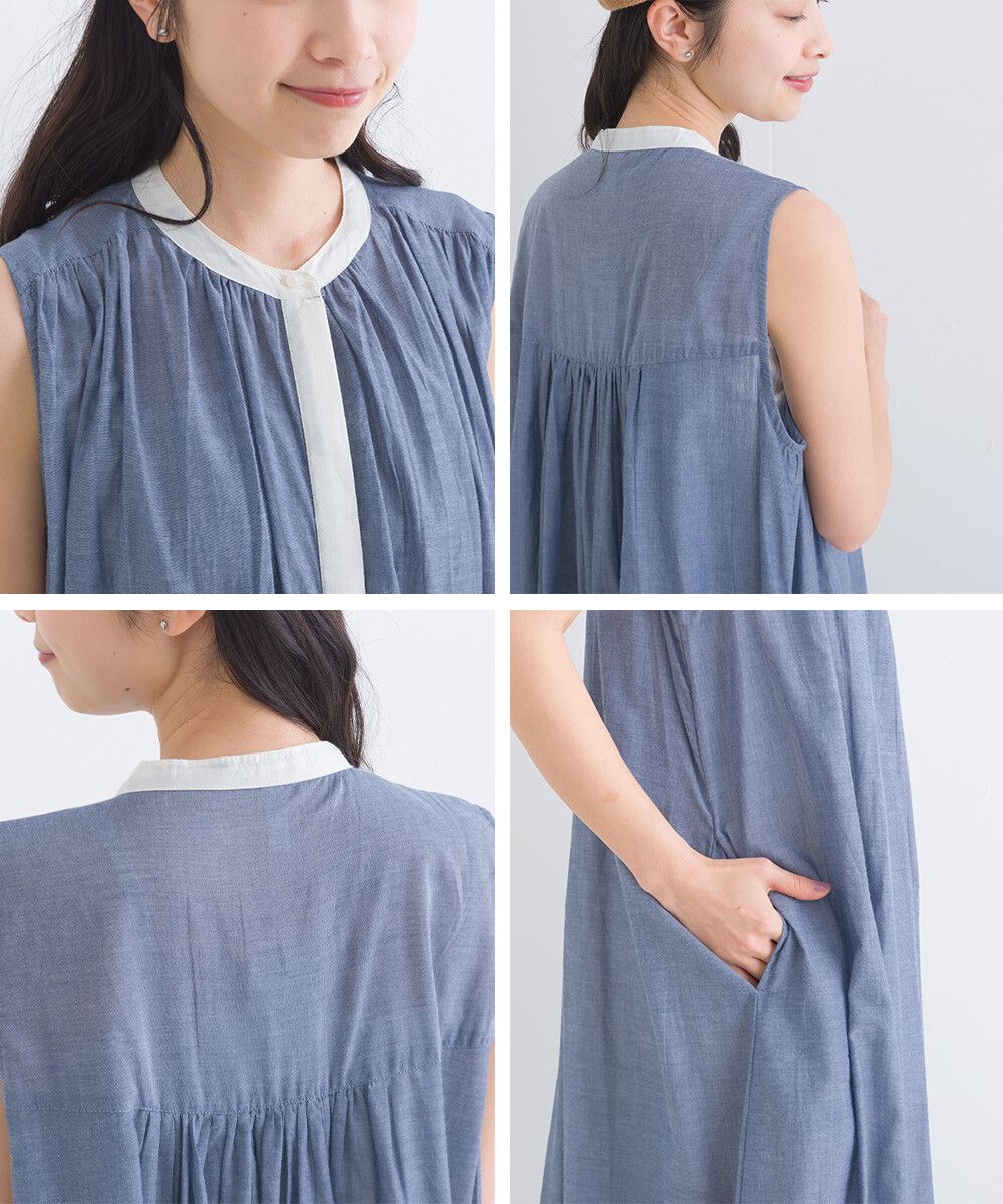 日本 Lupilien - 100%印度棉 輕盈飄逸背心裙-明亮藍｜媽咪愛