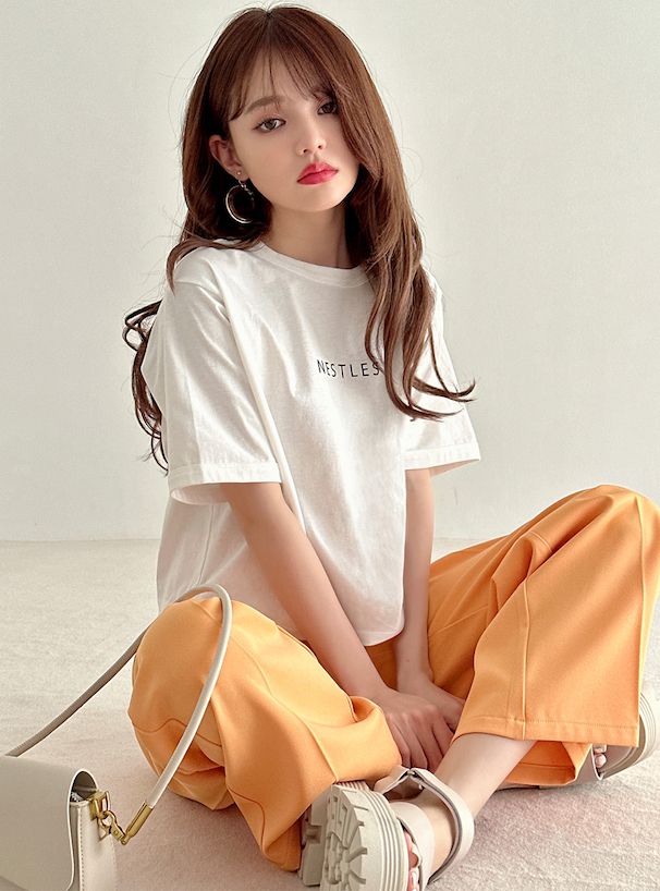 日本 GRL - 100％棉 LOGO短袖上衣-粉 (F)｜媽咪愛