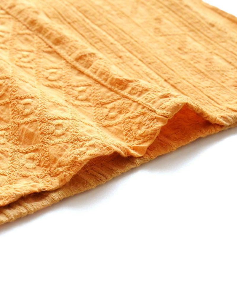 日本 zootie - 100%印度棉 涼爽變形蟲刺繡寬褲-暖橘｜媽咪愛